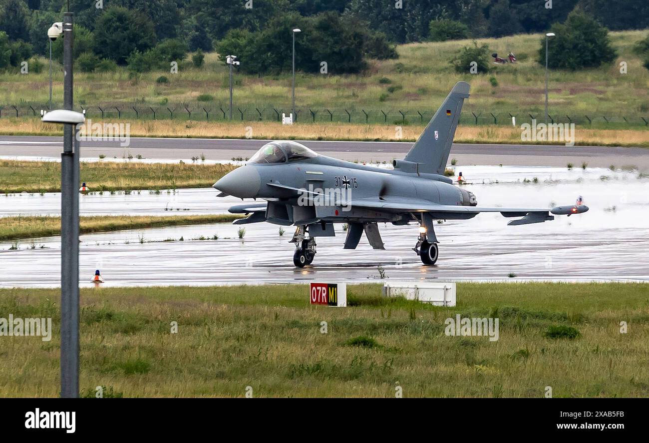 Kampfjet Bundeswehr Eurofighter Berlin, 05.06.2024: Luftfahrtschau ILA. Kampfjet Eurofighter am ...