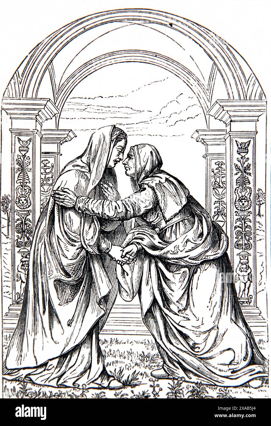 Wood Engraving of the Salutations from a Painting by Murillo- Mary ...