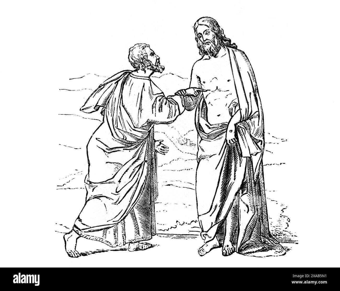 Wood Engraving of Thomas's Incredulity of the Resurrection of Jesus ...