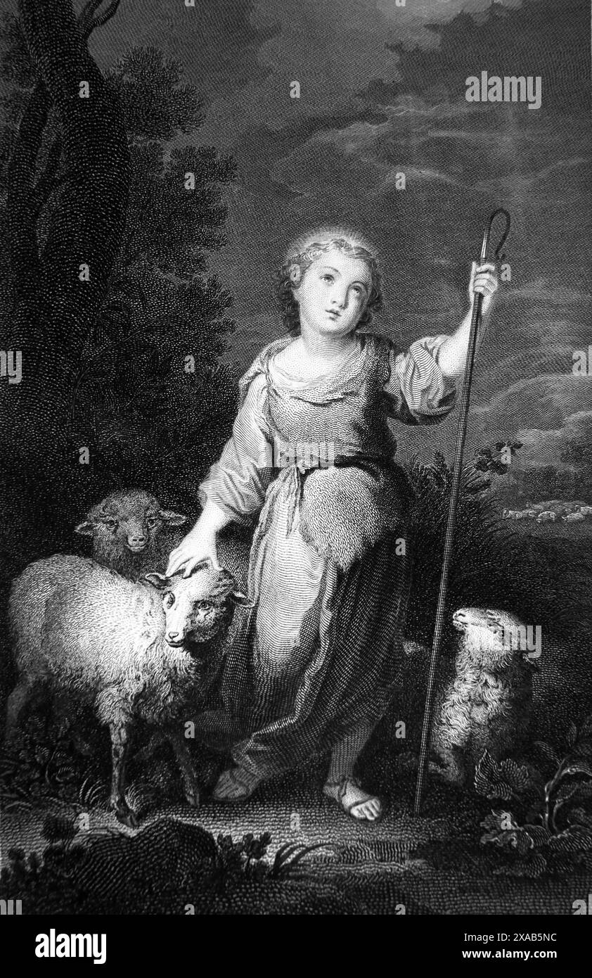 Jesus good shepherd engraving hi-res stock photography and images - Alamy