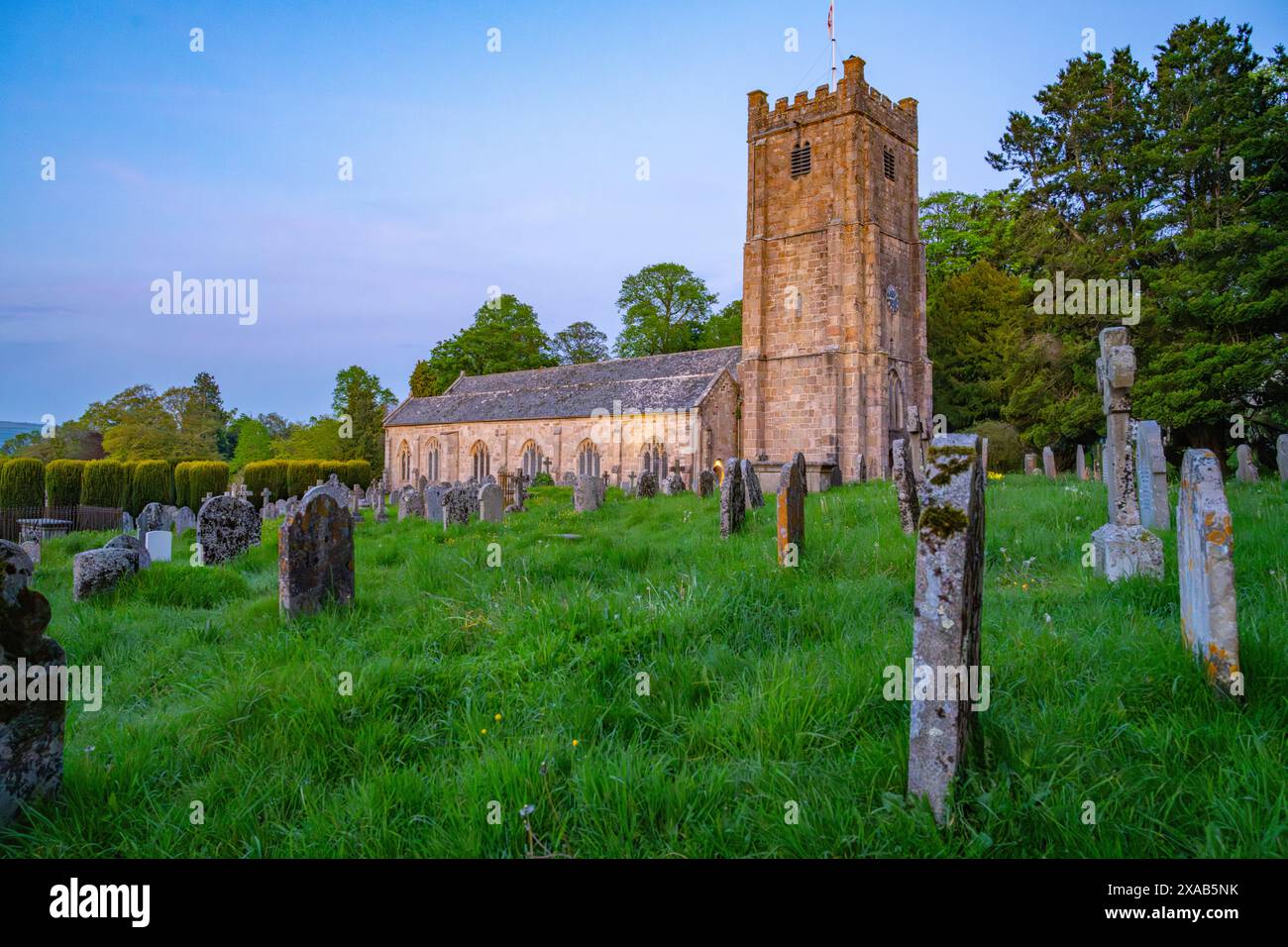 St Michael the Archangel Church, Chagford Devon at Dusk Stock Photo - Alamy