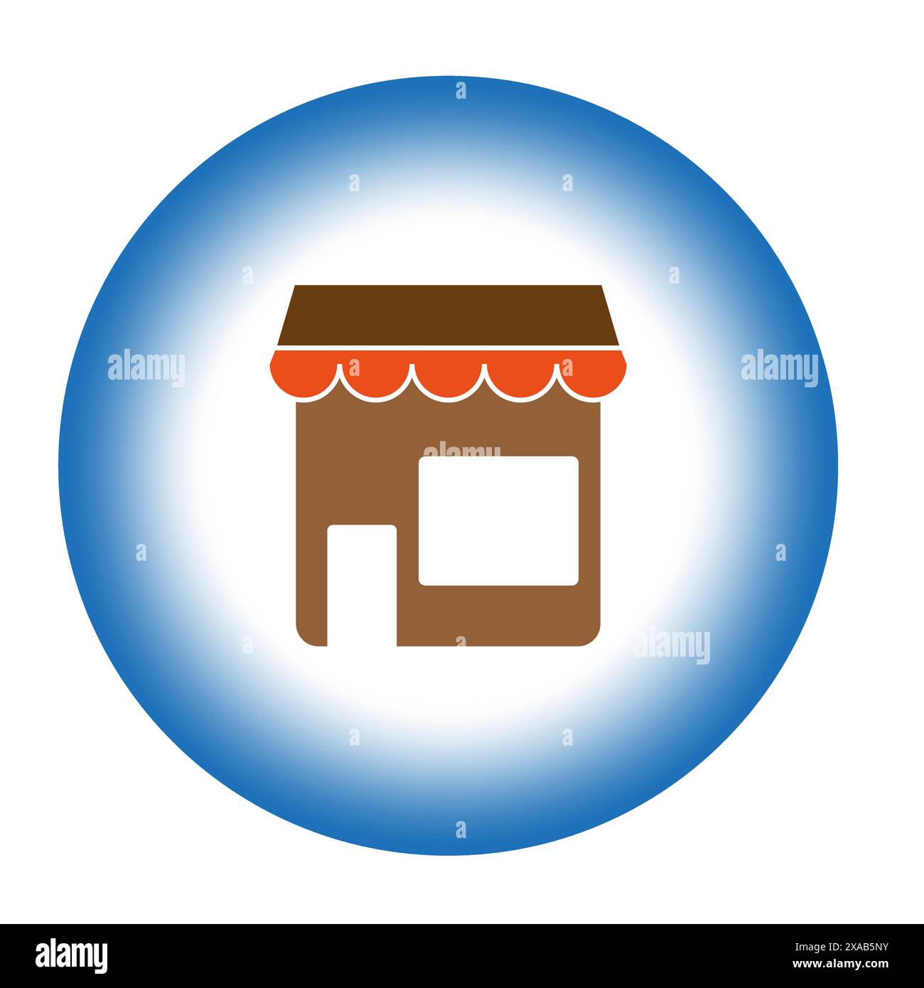 Storefront icon. Brown building with awning. Blue gradient background ...