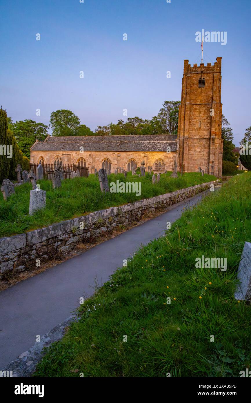 St Michael the Archangel Church, Chagford Devon at Dusk Stock Photo - Alamy
