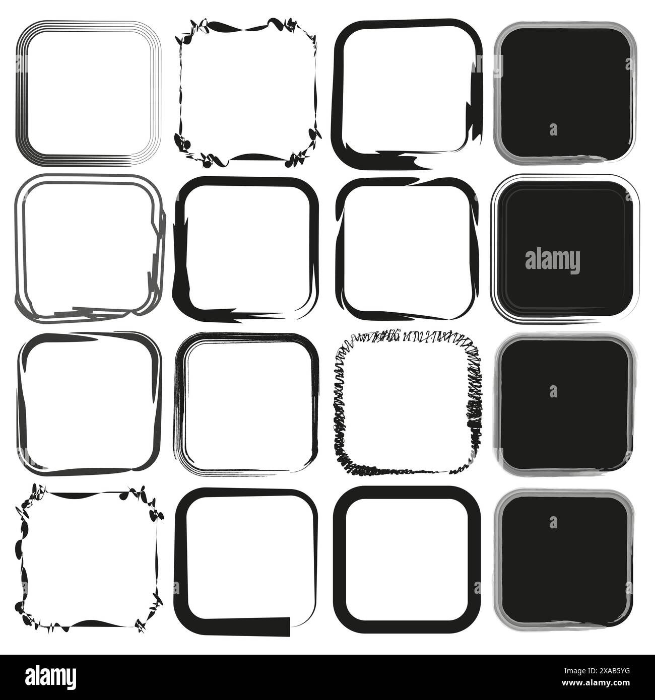 Collection Of Black Square Frames Various Styles And Textures Vector Border Designs Stock