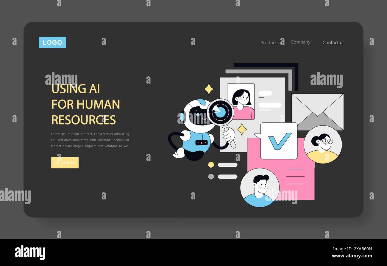 Ai In Hr Concept Automation In Recruiting With A Robot Analyzing Candidates Streamlining