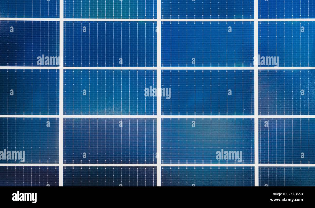 Closeup photography of real solar panel in solar farm. Photovoltaic ...