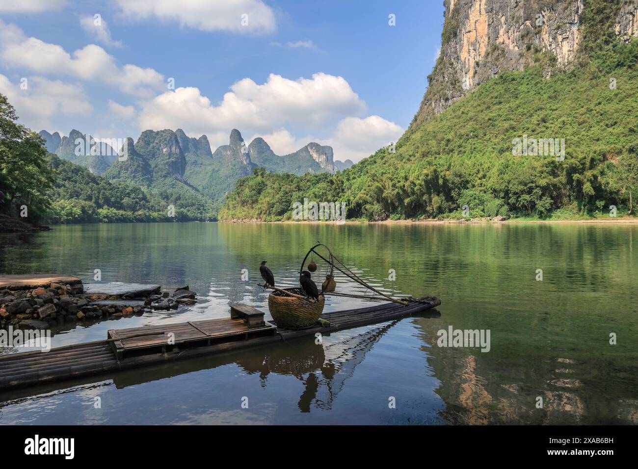 Landscape of karsten mountain along the Li River in Guilin with a ...