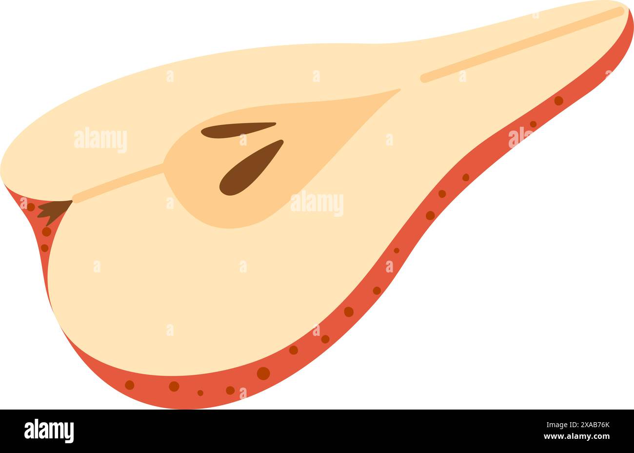Cut red pear cartoon icon. Cross section of cut fresh, juicy red pear ...
