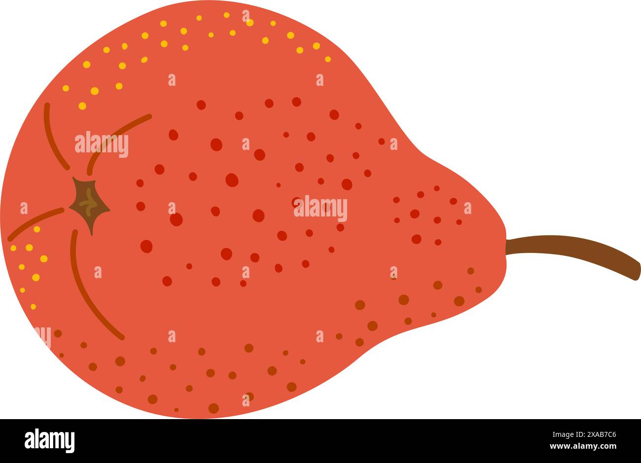 Ripe juicy red pear cartoon illustration. Hand drawn Modern flat style ...