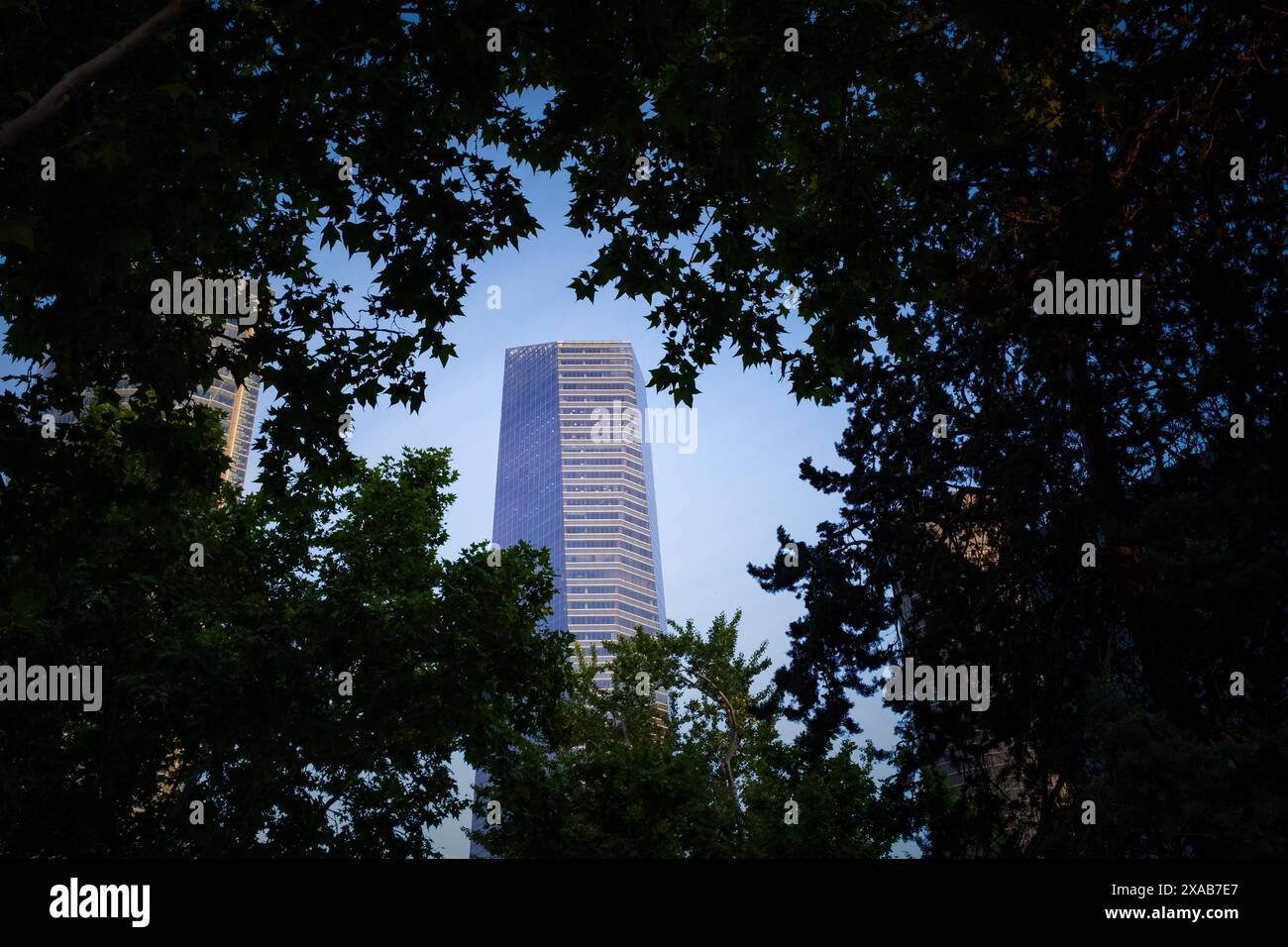 View of a modern office building in the financial center of Madrid ...