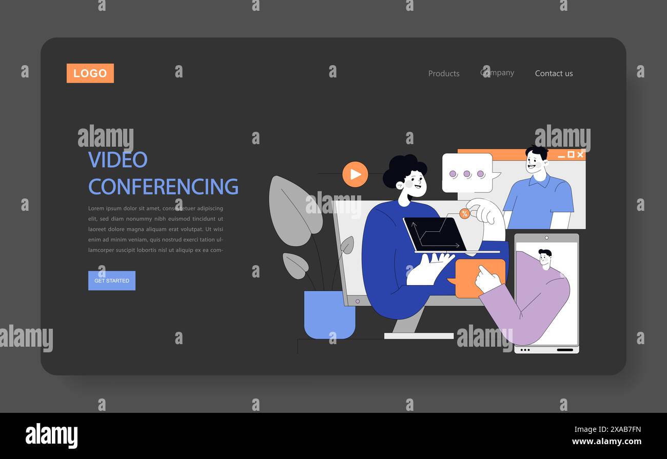 Video Conferencing concept. A vibrant depiction of online meetings ...