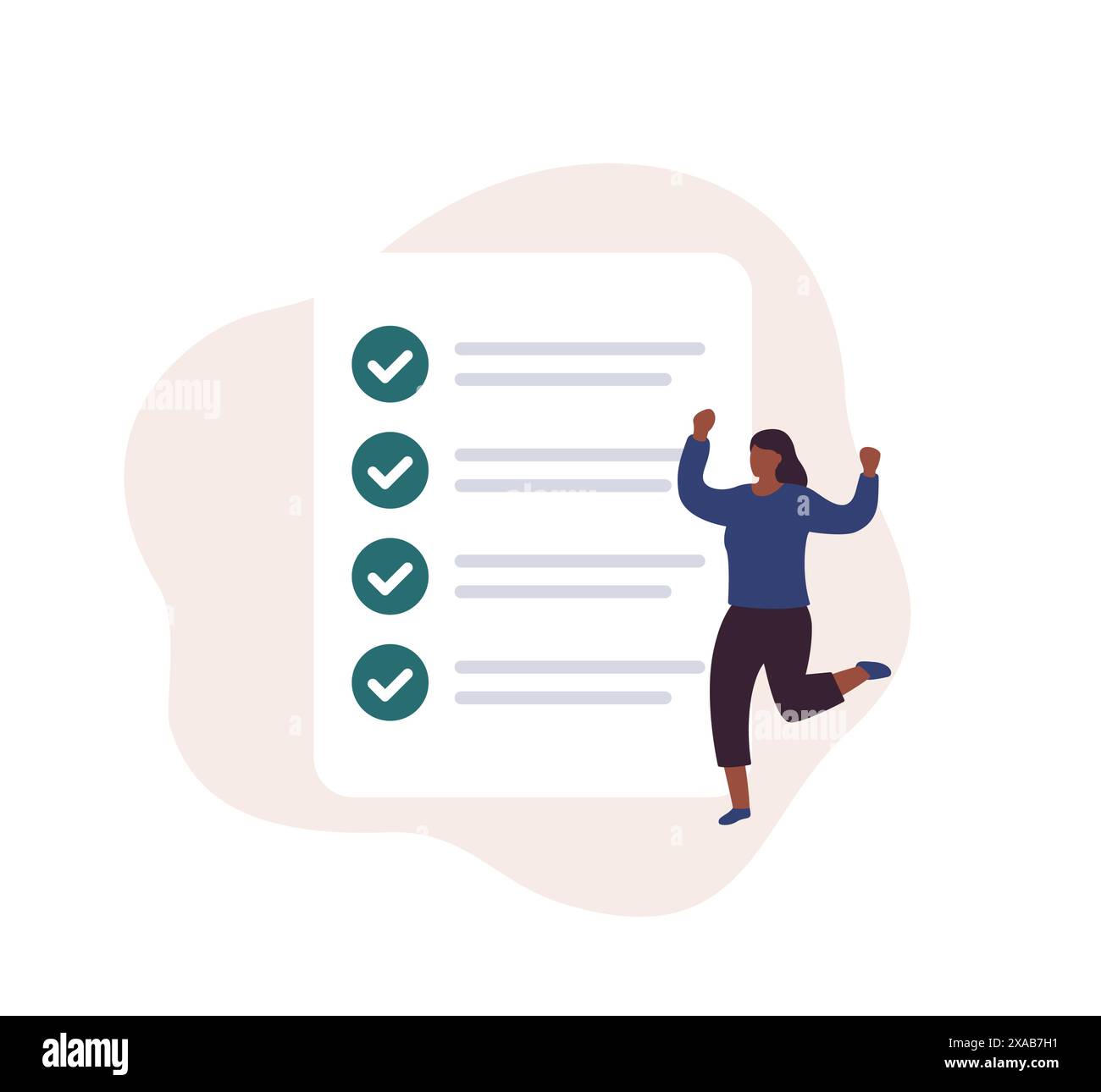 completed tasks, to do list vector with woman Stock Vector Image & Art ...