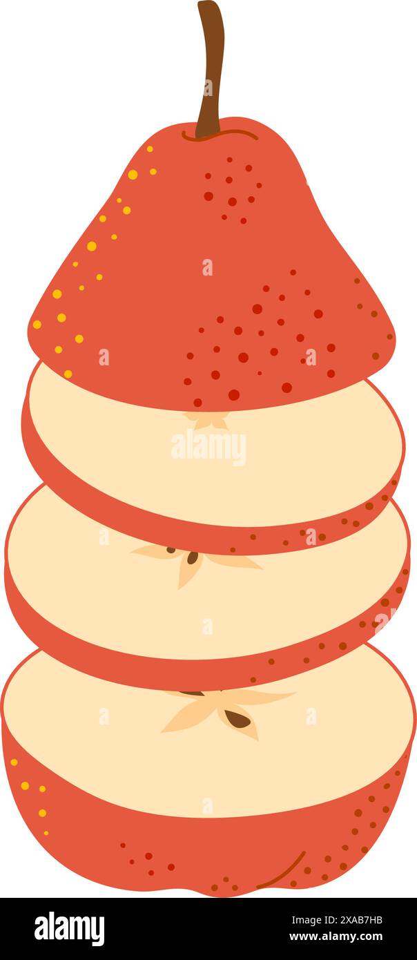 Chopped Pear flying in the air. Slice of fresh red Pear. Healthy ...