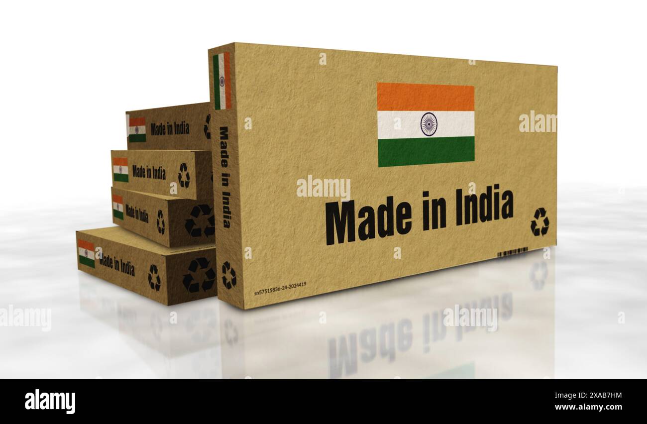 Made in India box production line. Manufacturing and delivery. Product ...