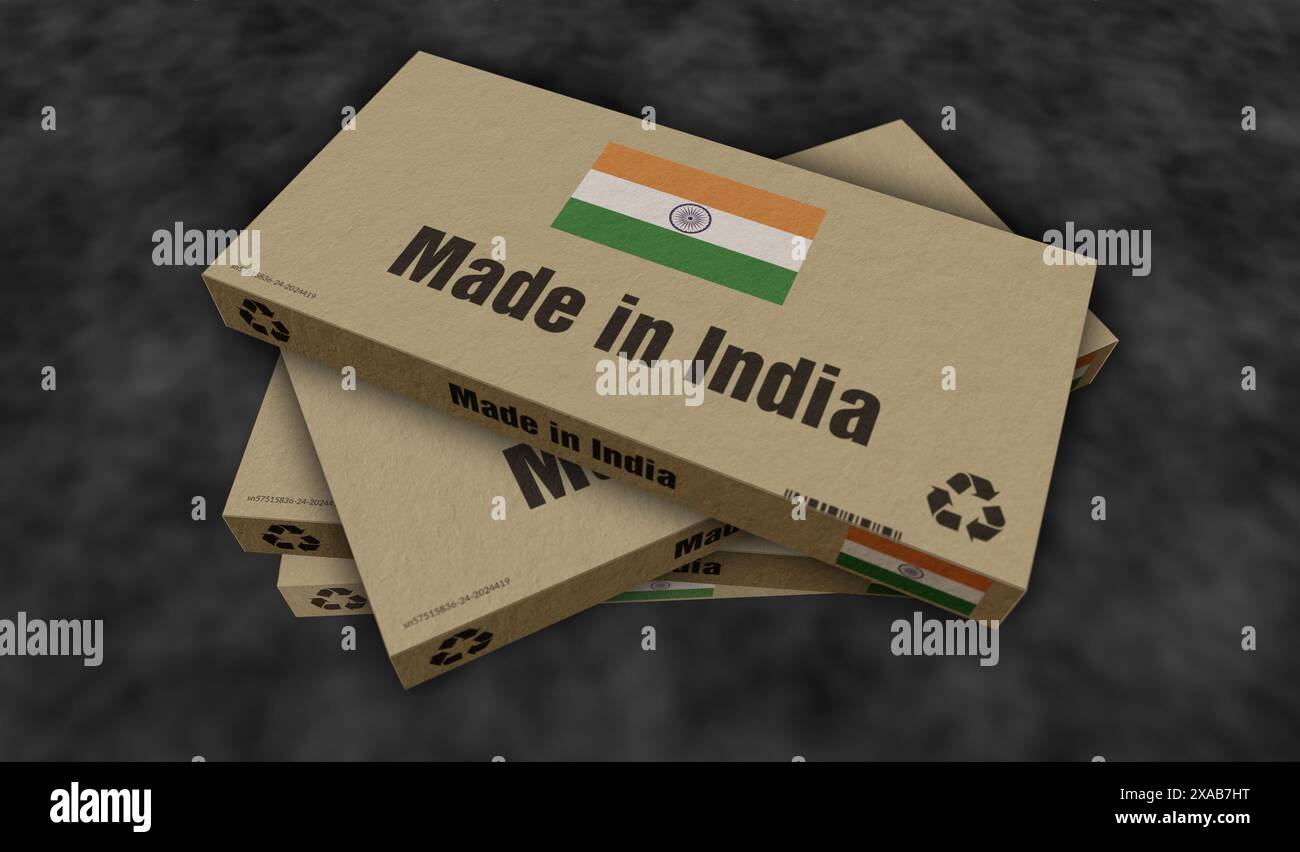 Made in India box production line. Manufacturing and delivery. Product ...