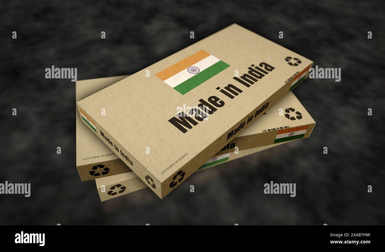 Made in India box production line. Manufacturing and delivery. Product ...