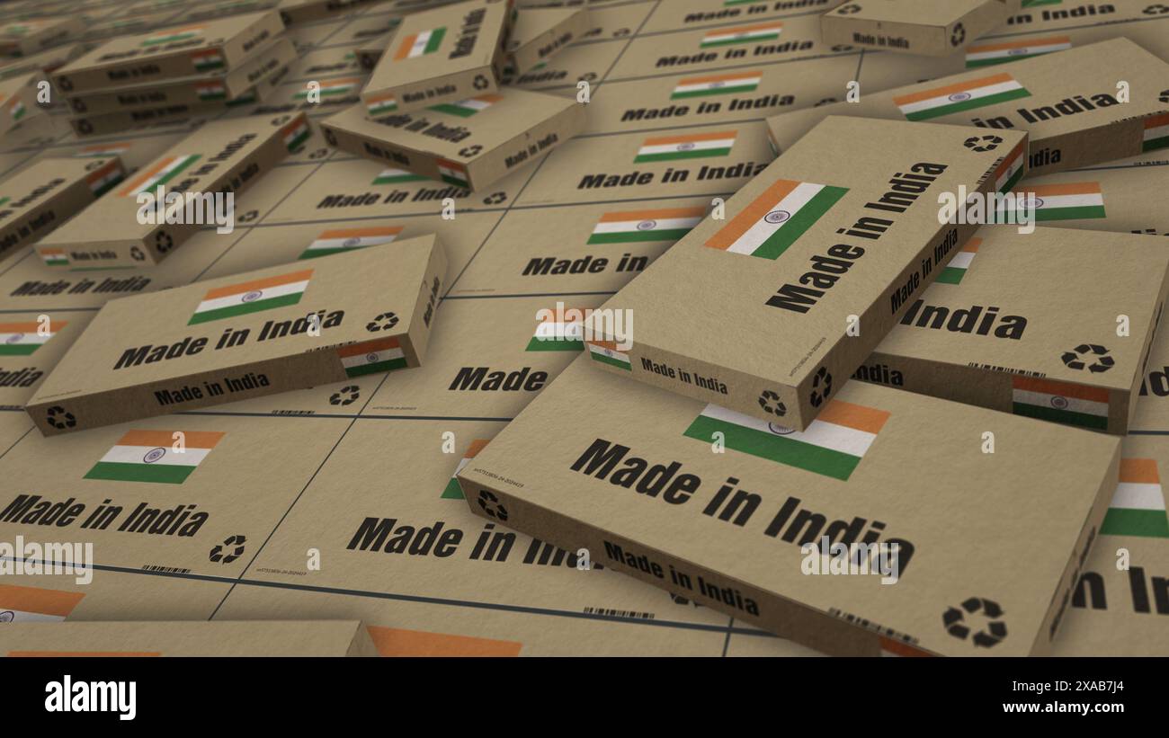 Made in India box production line. Manufacturing and delivery. Product ...