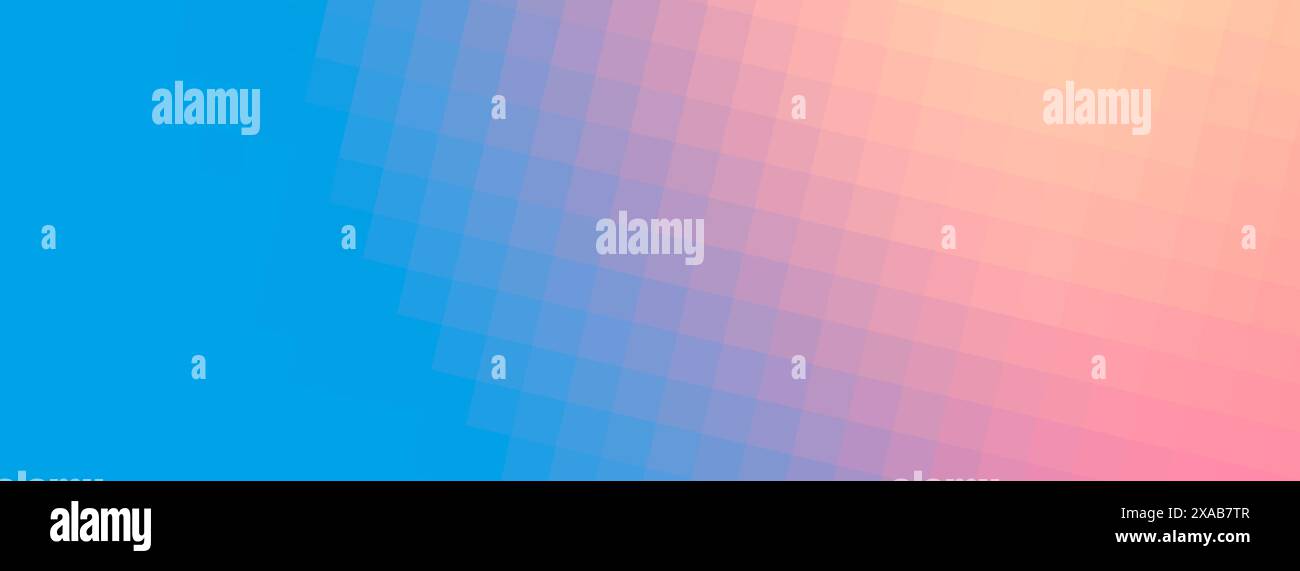 pixel mosaic tile. Pastel blue pink gradient backdrop. Geometric ...