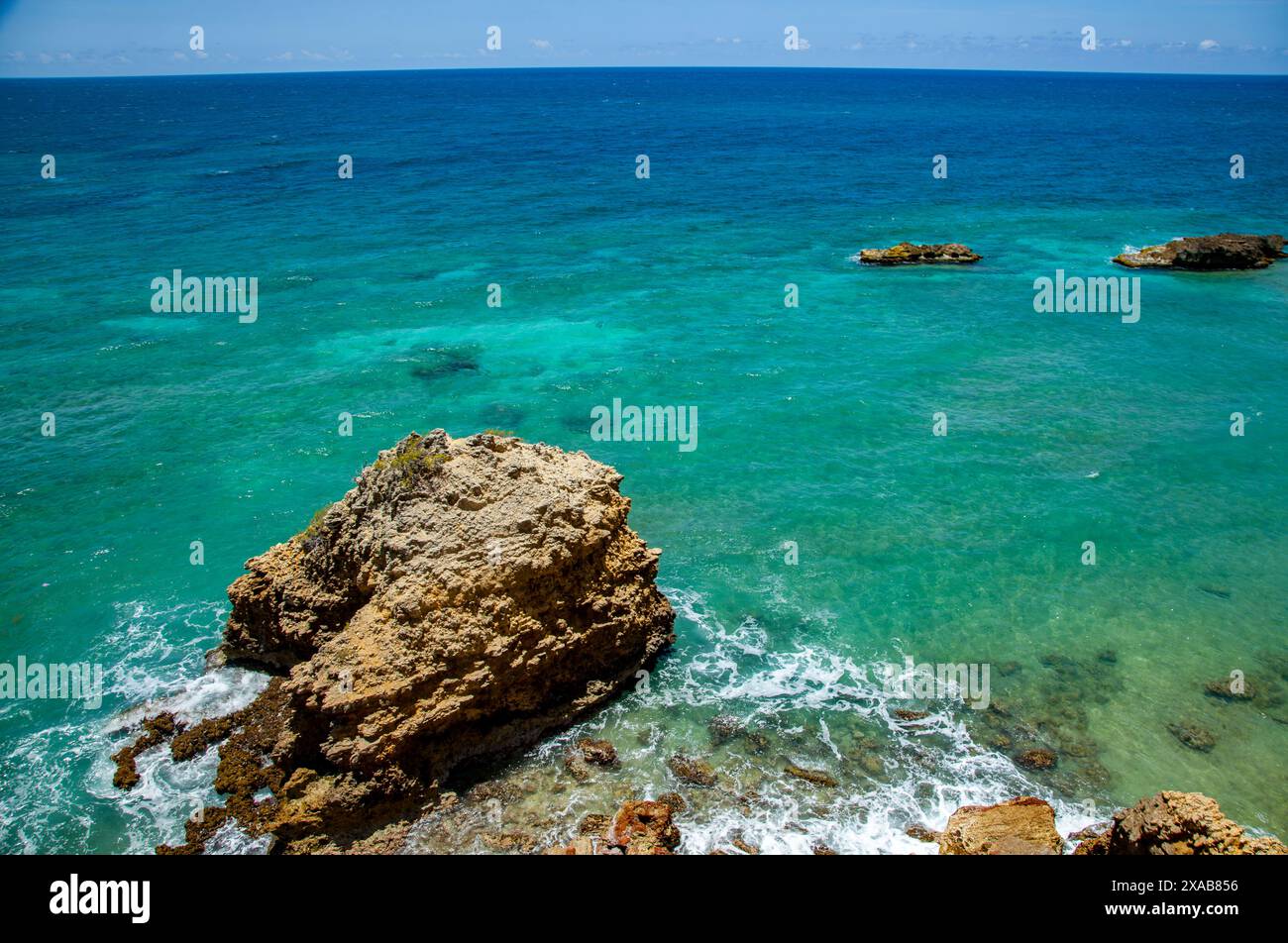 Cabo Rojo's rocky shoreline in Puerto Rico's aqua blue crystal clear ...