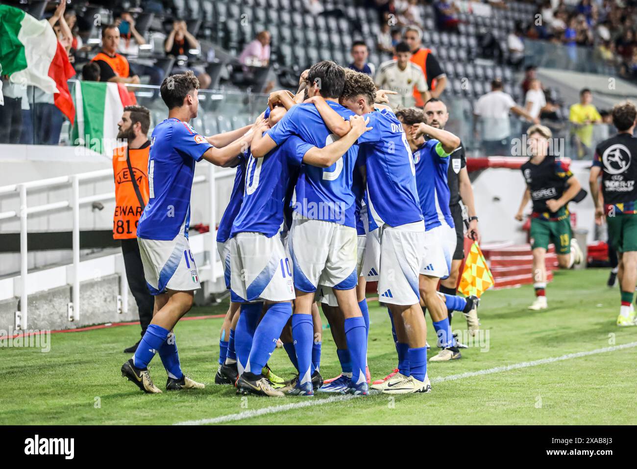 Limassol, Cyprus. 05th June, 2024. Italy U17 celebrate the third goal ...