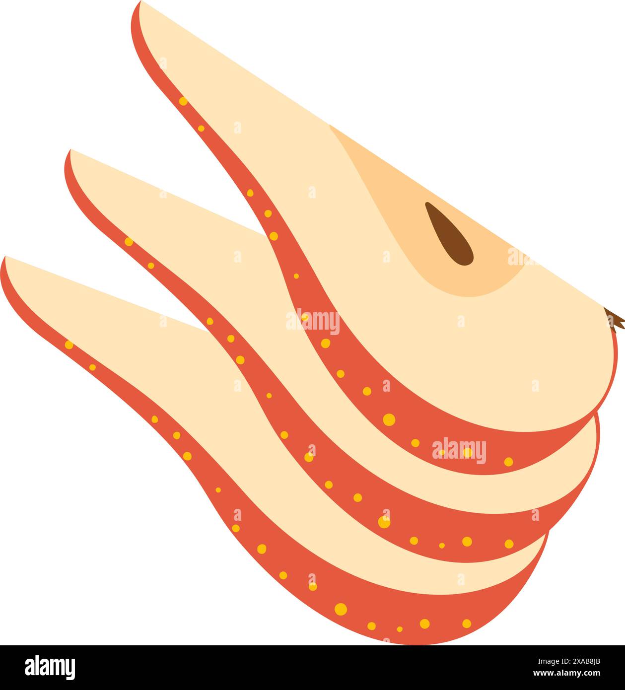 Cut red pear cartoon icon. Cross section of cut fresh, juicy red pear ...