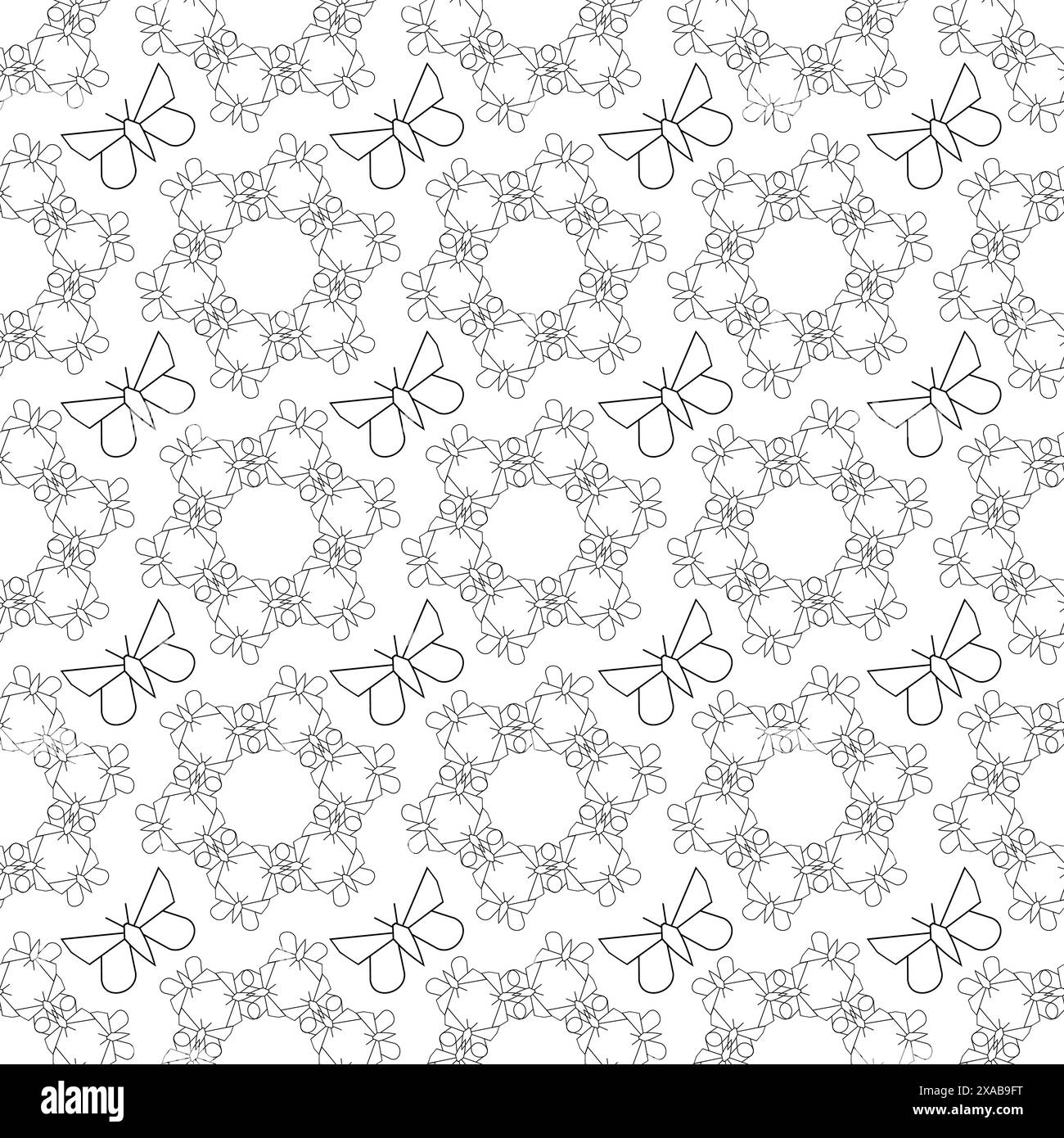 Seamless Geometric Black Pattern In Combinatorics Style On A White