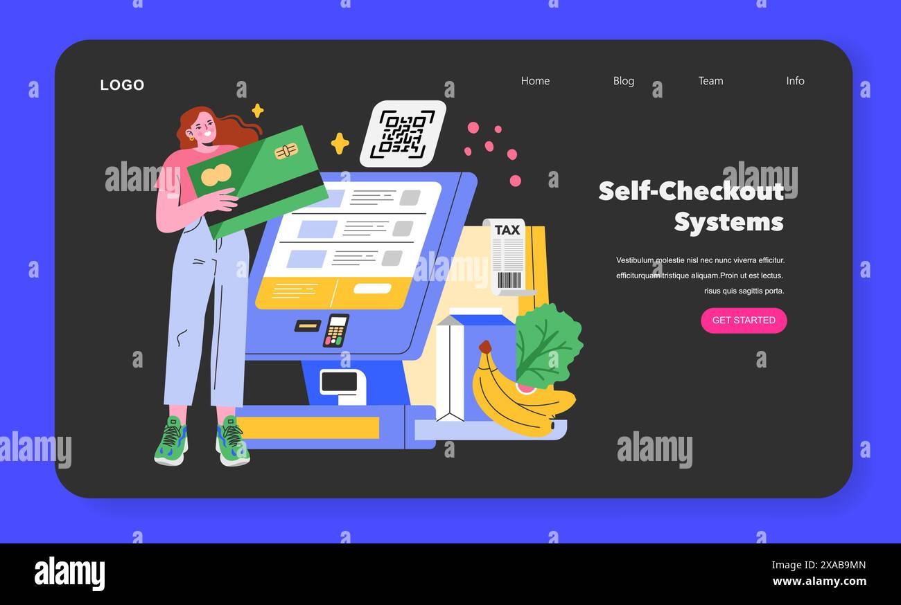 Digital payment technology in retail with a shopper using a self ...