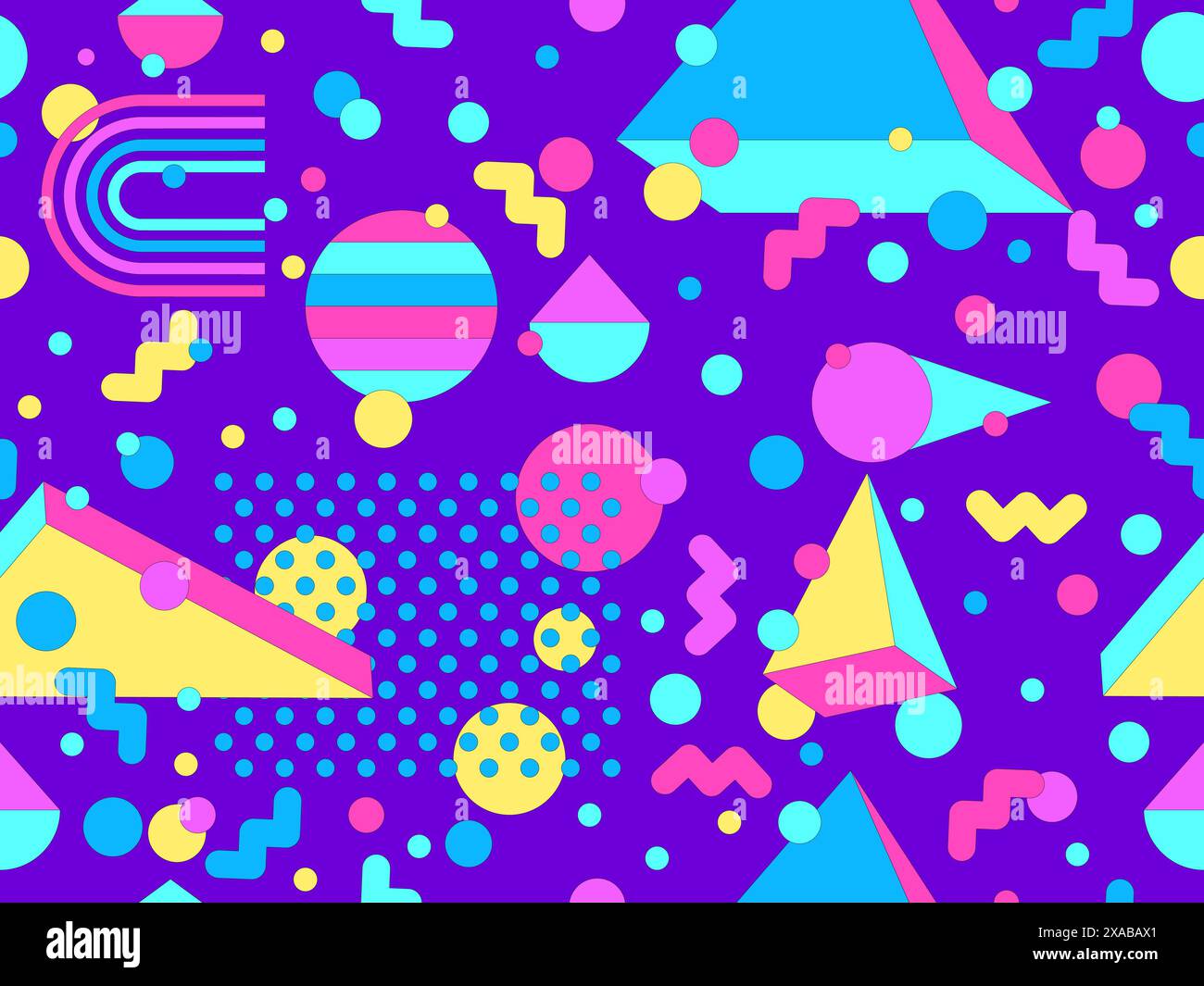 Memphis geometric seamless pattern with 3D shapes in 80s and 90s style ...