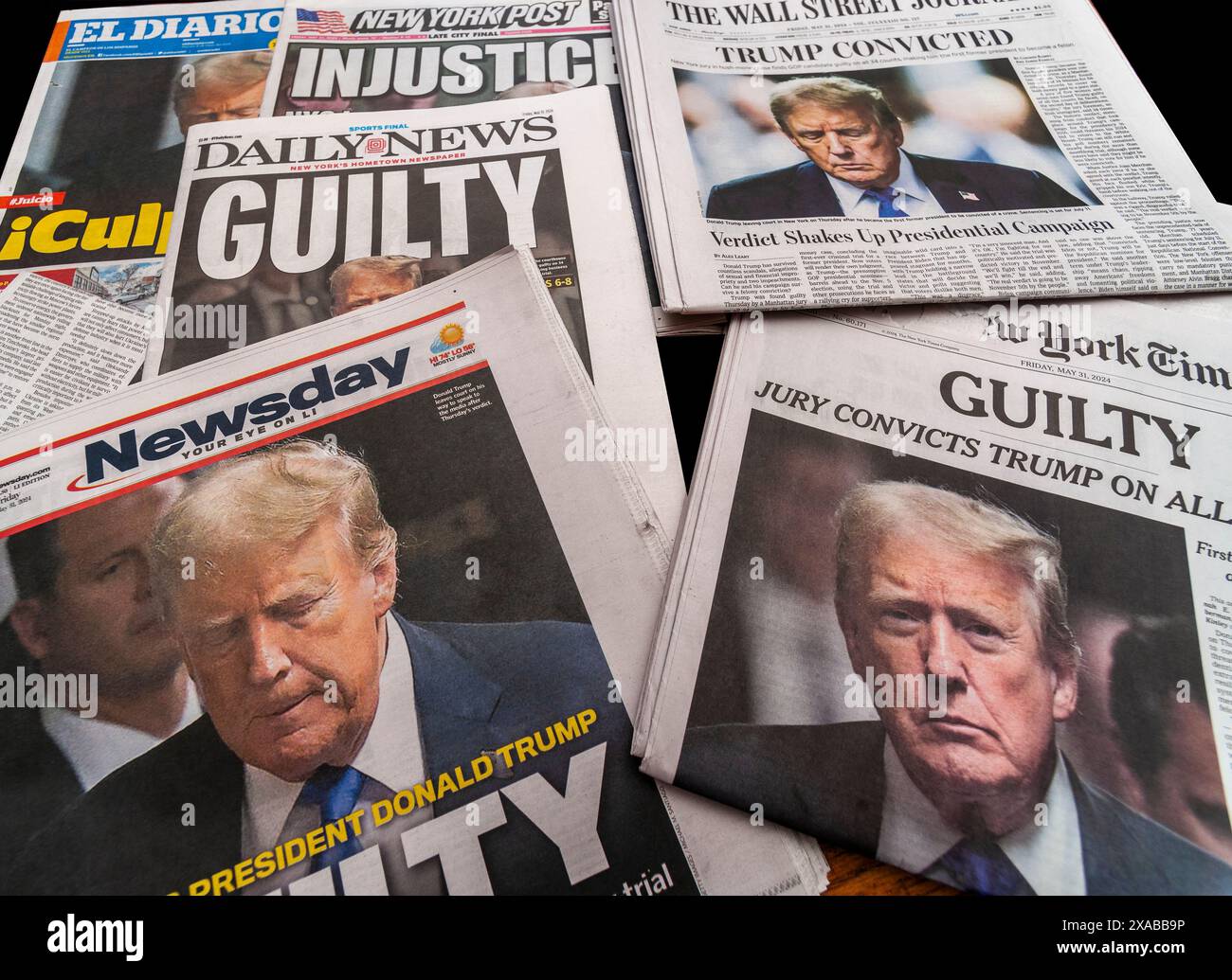 Headlines of newspapers in New York on Friday, May 31, 2024 report on ...