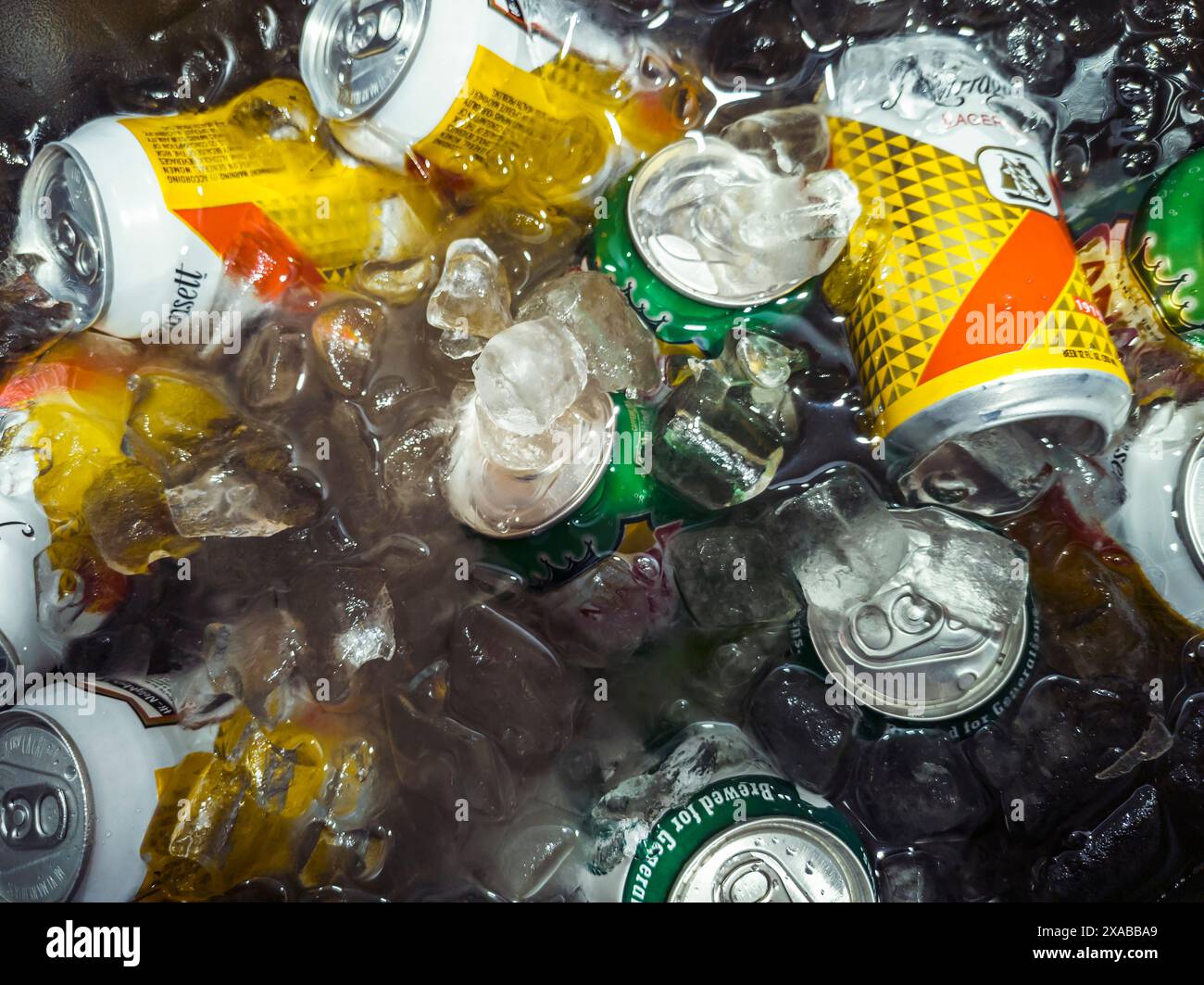 Cans of beer in an ice chest in New York on Sunday, June 2, 2024 ...