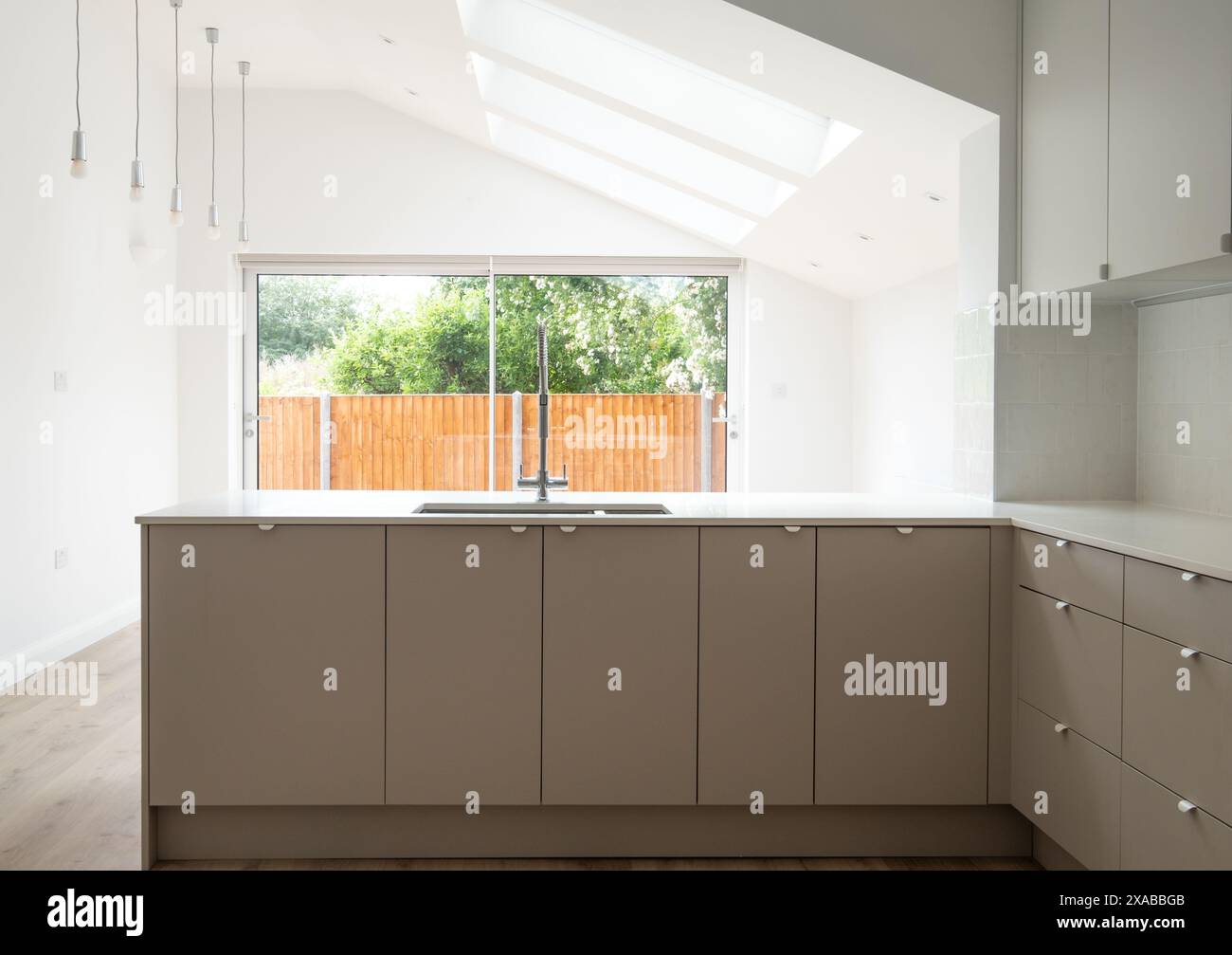 Modern, contemporary two tone kitchen in contrasting grey and cashmere ...