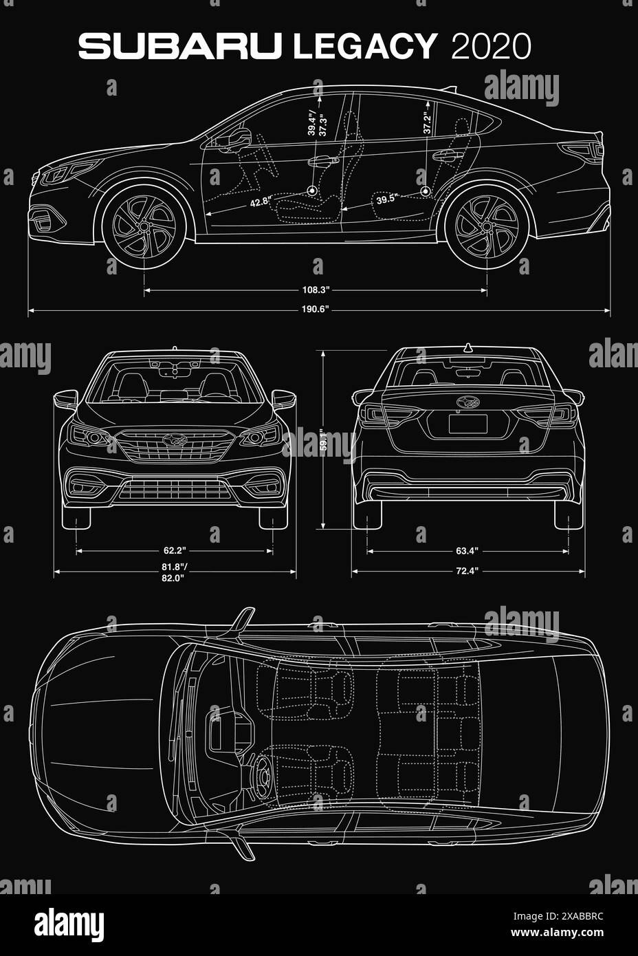 Subaru Legacy 2020 car blueprint Stock Vector Image & Art - Alamy