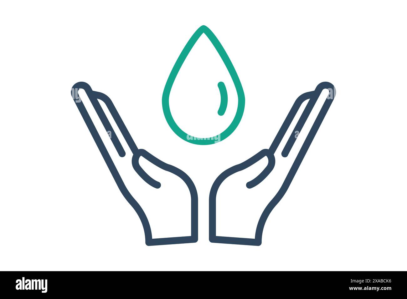 Save water icon. hand with water drop . icon related to conservation ...