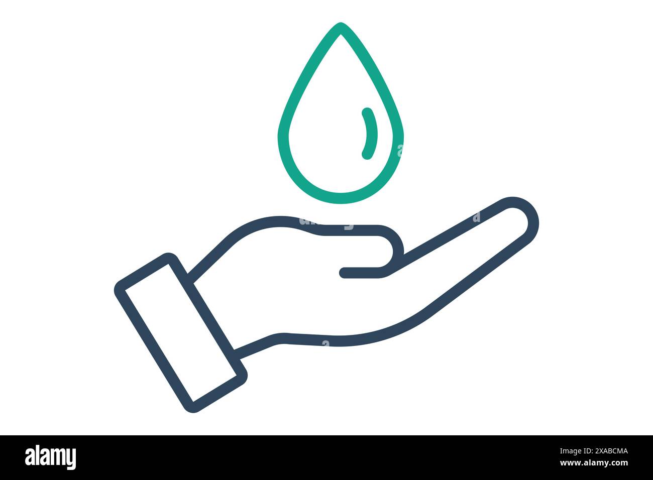 Save water icon. hand with water drop . icon related to conservation ...