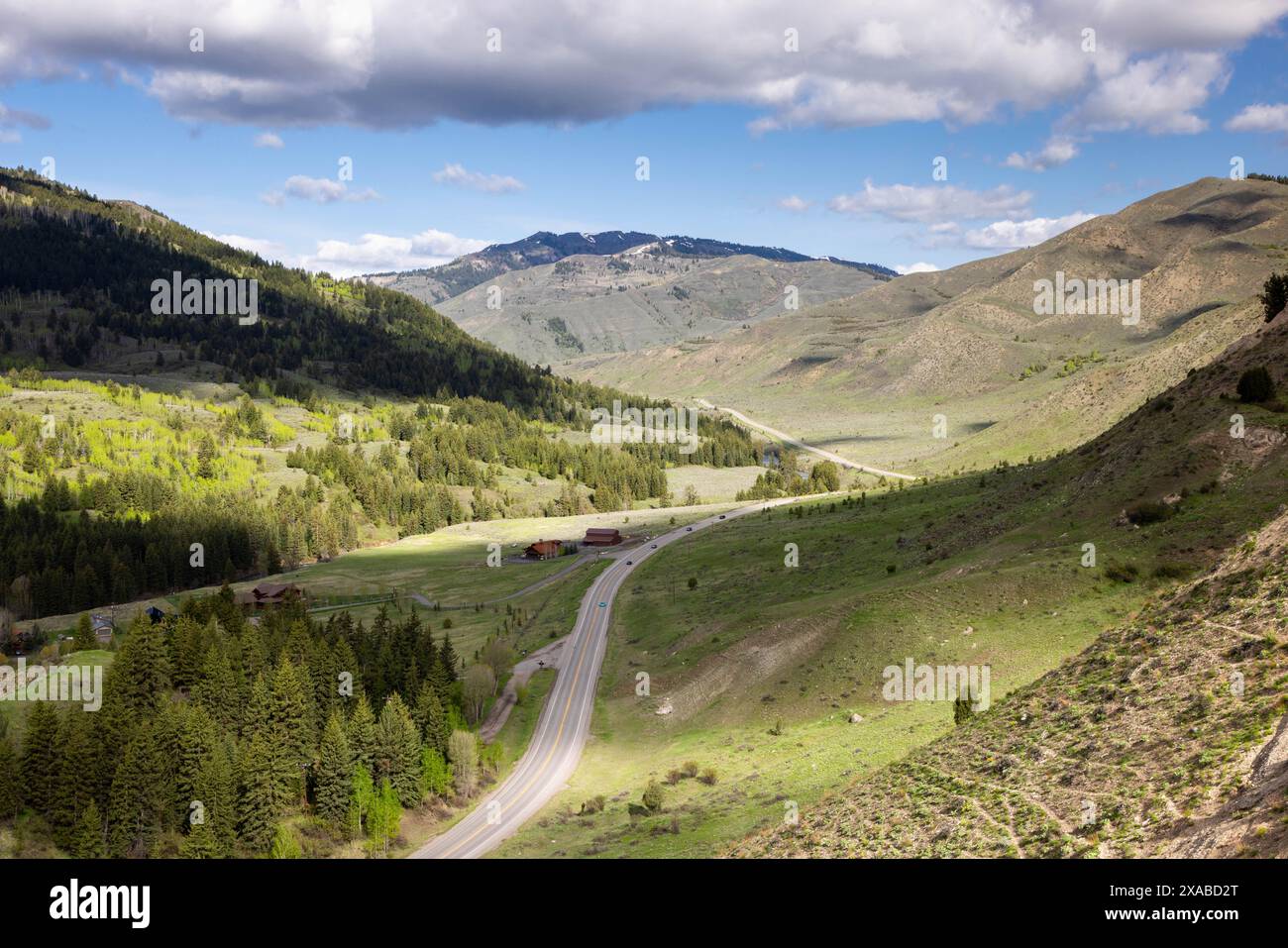Highway 191 winding between the Wyoming Range and the Gros Ventre ...