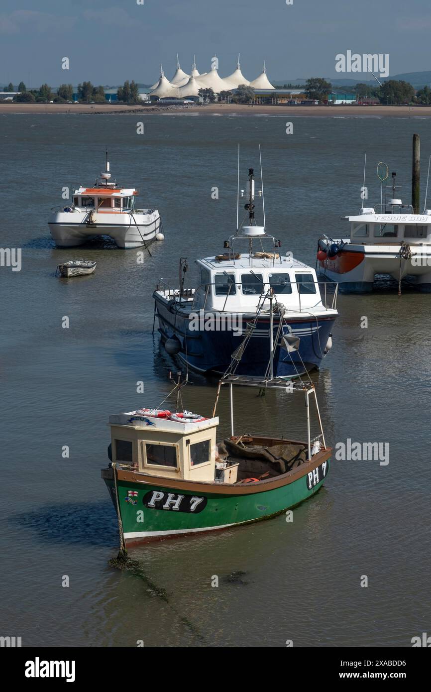 Minehead, Somerset, UK, looking across the harbour, with Butlins ...