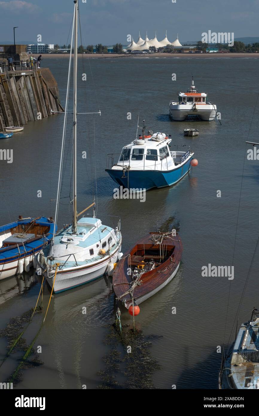 Minehead, Somerset, UK, looking across the harbour, with Butlins ...
