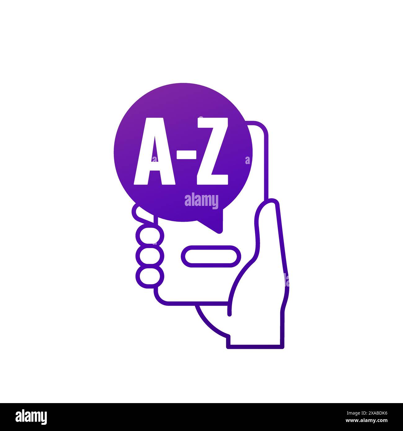 dictionary mobile app icon with a phone in hand Stock Vector Image ...