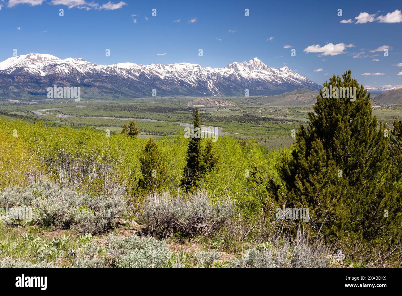 The Teton Mountains rising high above the southern portion of Jackson ...