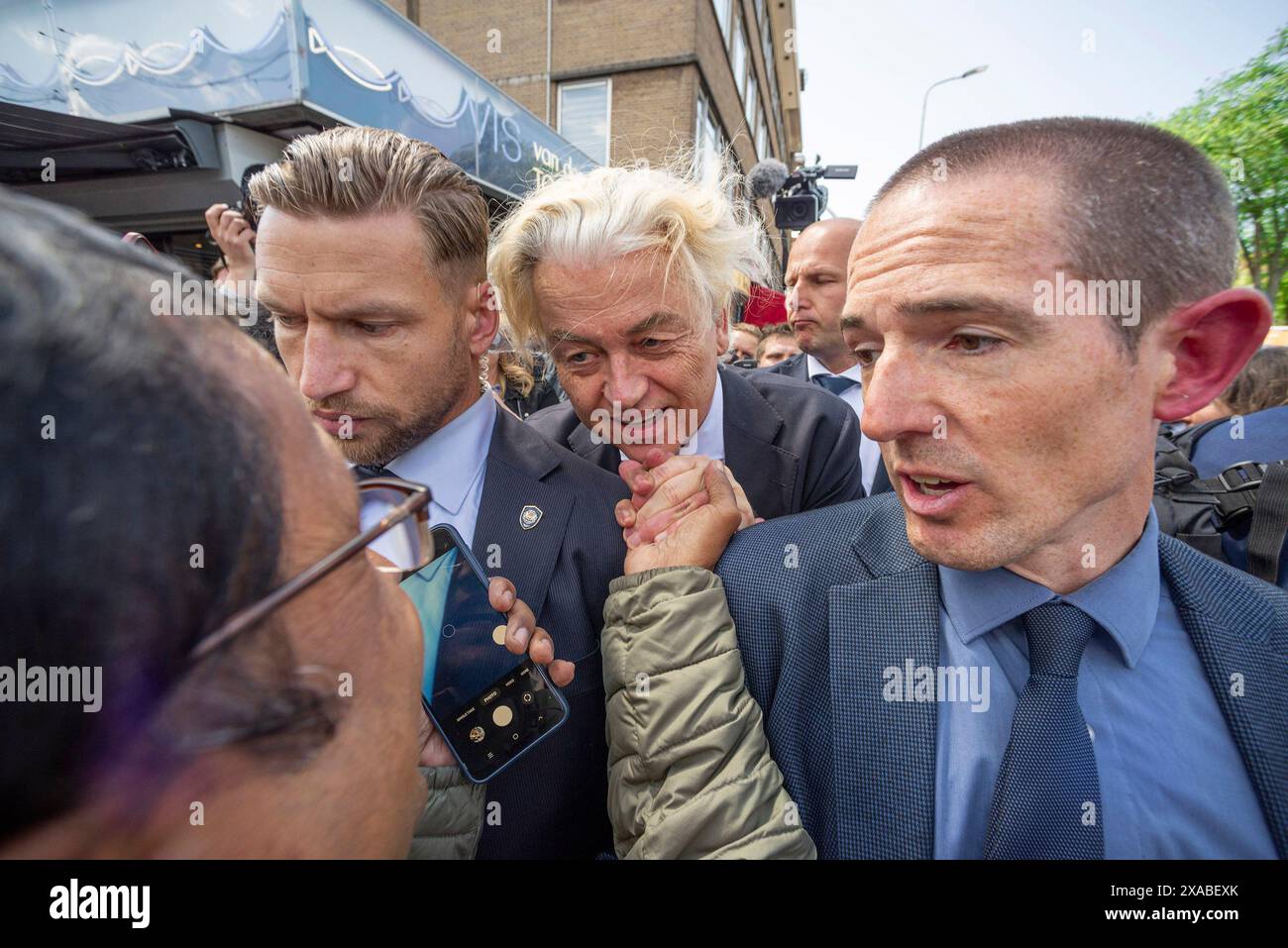 Dutch Far-right politician Gert Welders, surrounded by his bodyguards ...