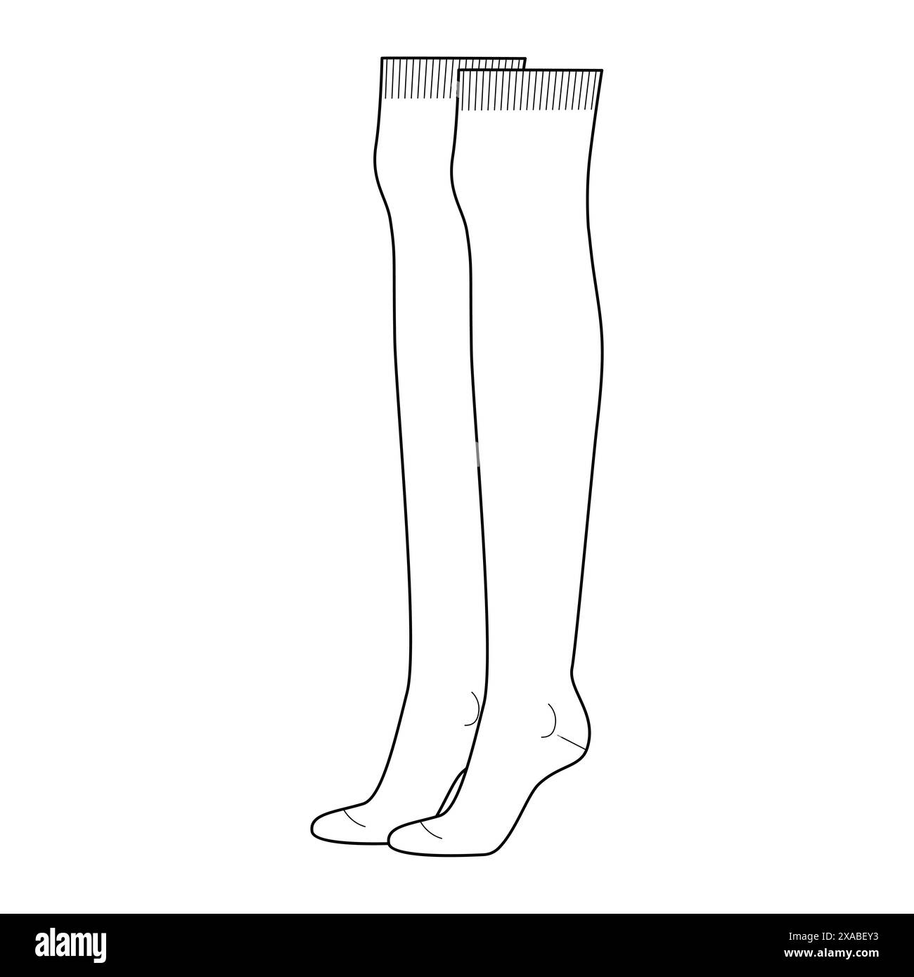 Over-the-knee Socks women shape Technical drawing silhouette. Fashion ...