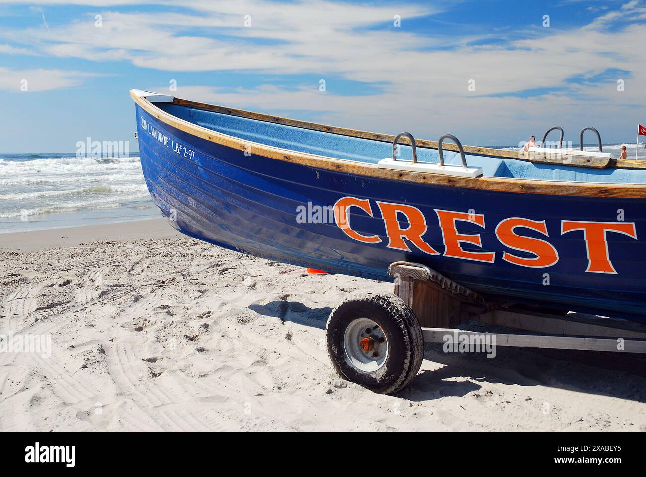 Lifeguard Boat at Wildwood Crest, Jersey Shore Stock Photo - Alamy