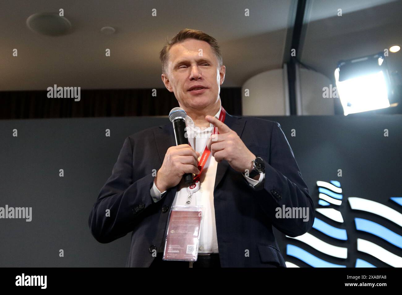 Minister of Health Mikhail Murashko delivers his speech at Prof Insider ...