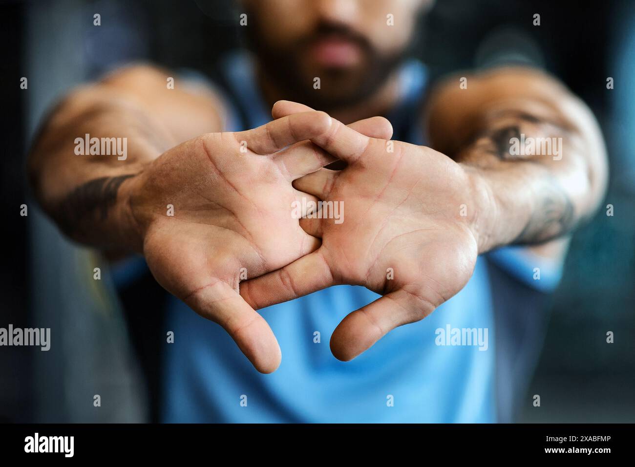 Close up man stretching muscles hi-res stock photography and images - Alamy