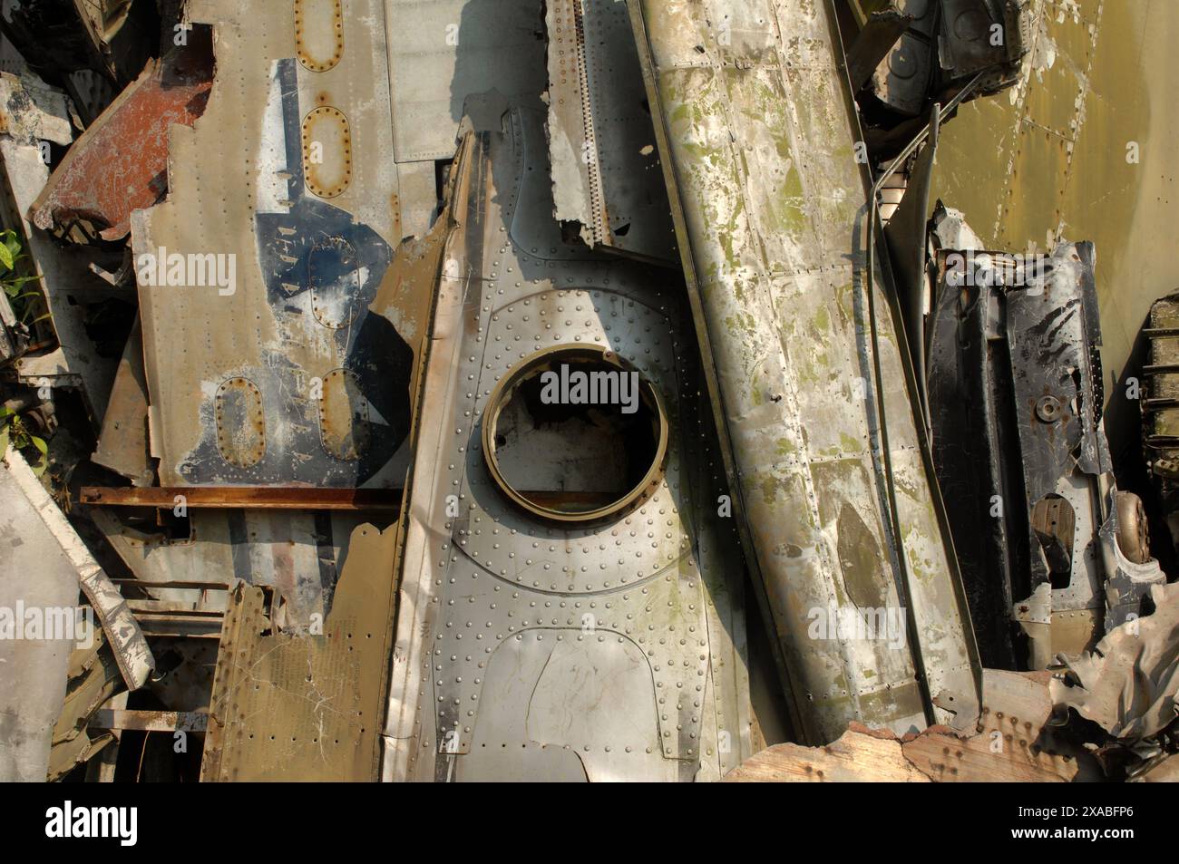 Smashed American combat aircraft constructed as a memorial to the ...