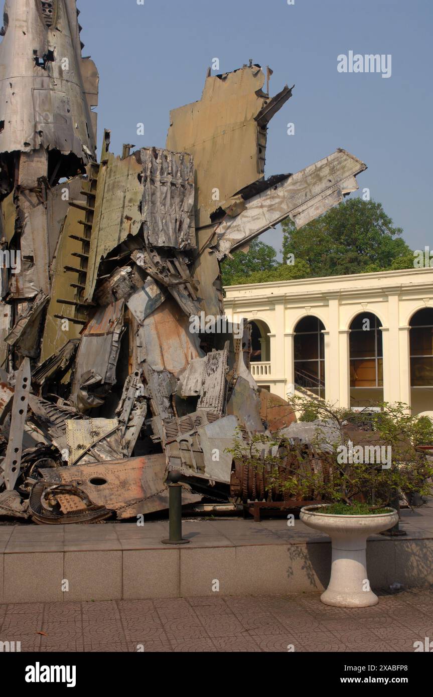 Smashed American combat aircraft constructed as a memorial to the ...