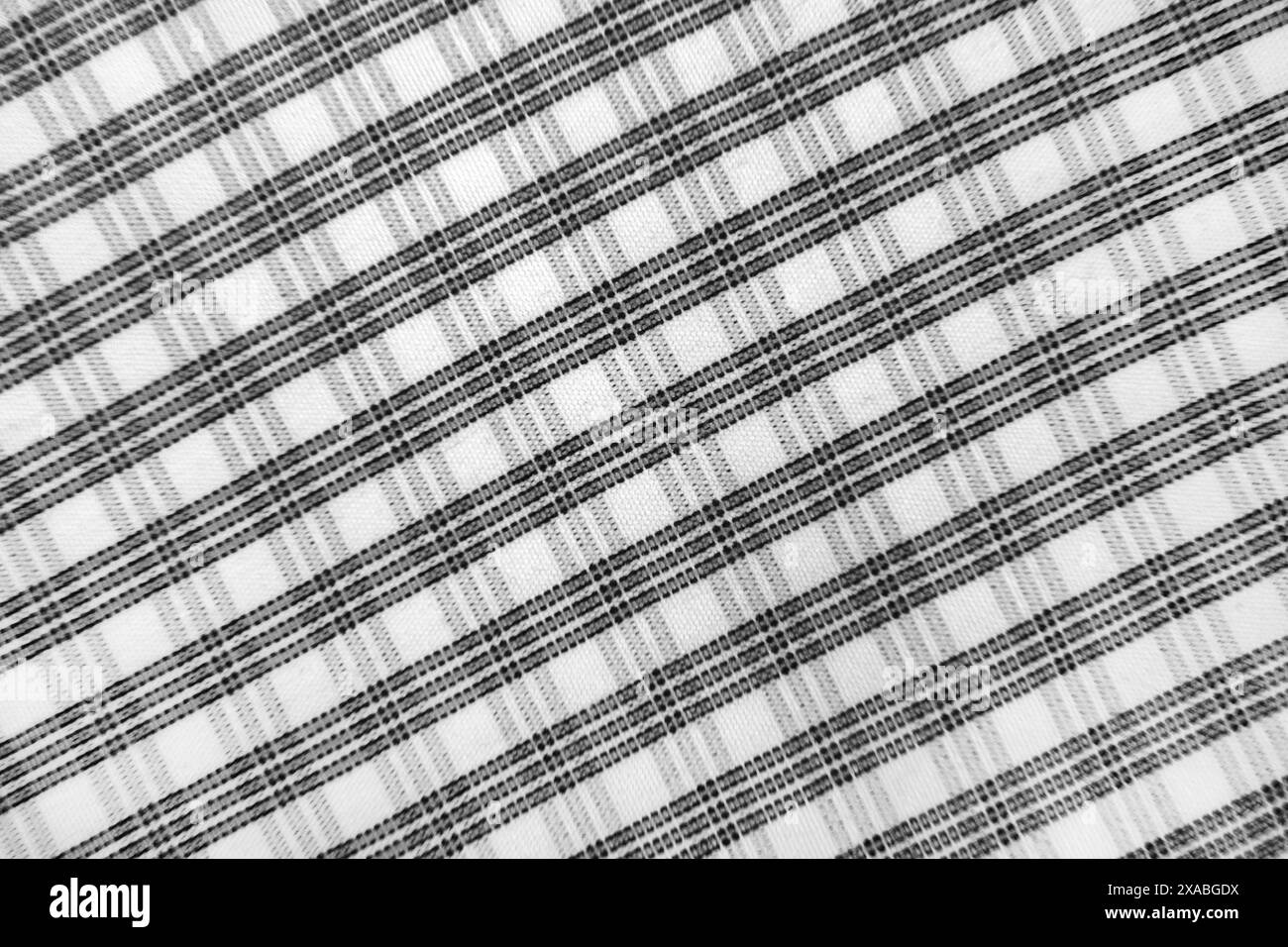Checked fabric tartan black and white textured background Stock Photo ...