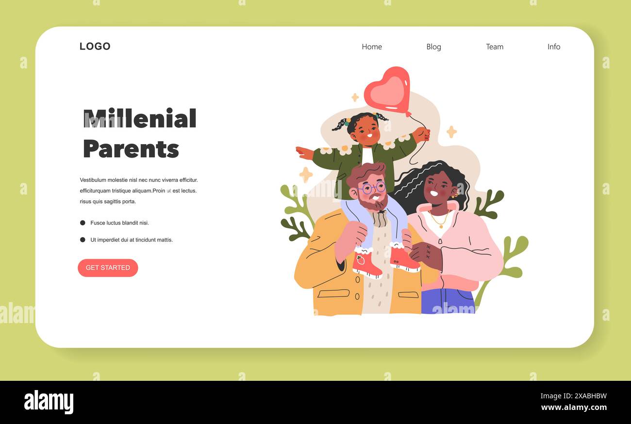 Millennial Parents illustration. Captures a heartwarming moment with a ...