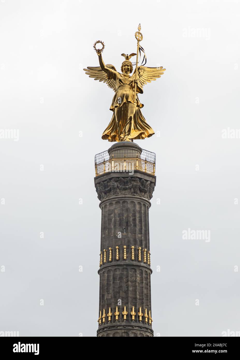 Berlin, Germany - Dec 20, 2023 - Upper part of The victory column with ...