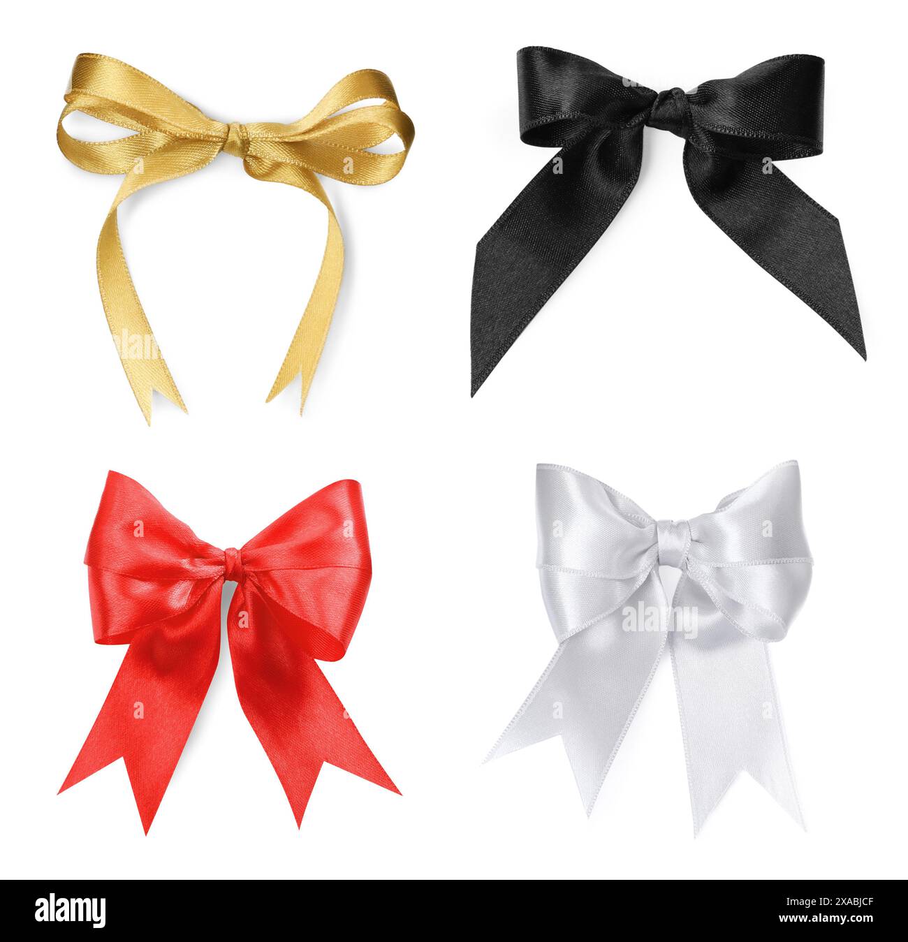 Beautiful bows of different colors isolated on white, set Stock Photo ...